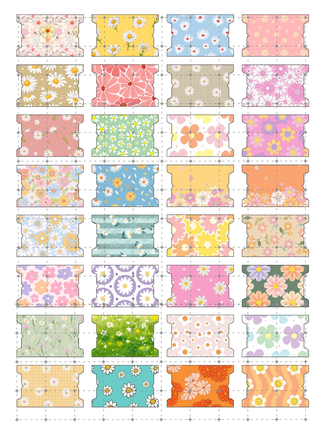 32 DIGITAL Daisy Floral Flower Divider File Tabs - 1.75 Inch - Etsy