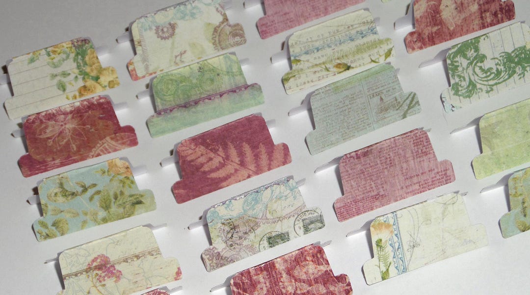 20 Small Floral Vintage Inspired Divider/file Tabs - Etsy