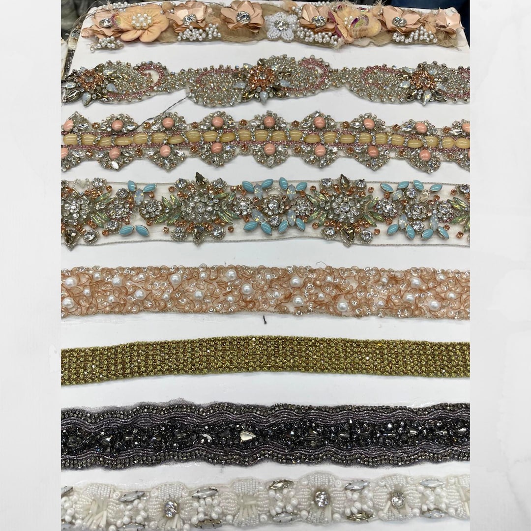 Luxury Hand Beaded Bridal Trim Borders, Couture Embellished Lace ...