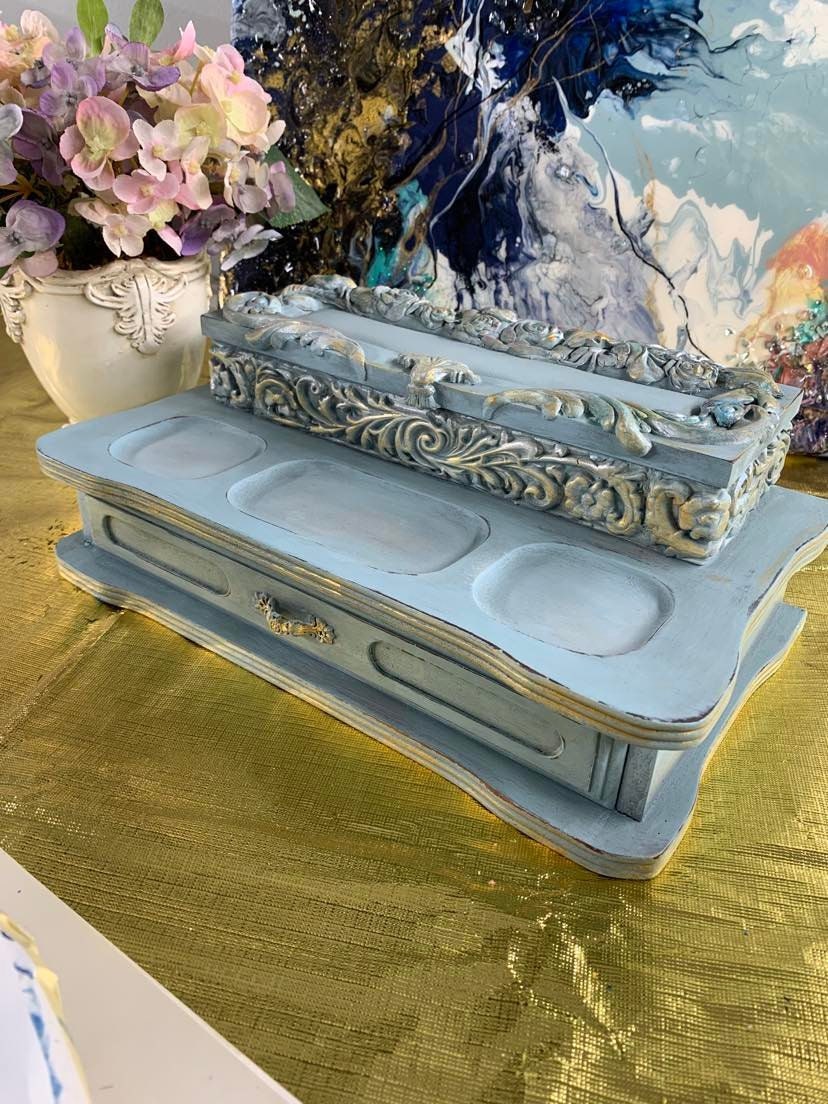 Vintage Valet Jewelry Box, Custom Mix Modeling Clay Ornamental Handmade ...