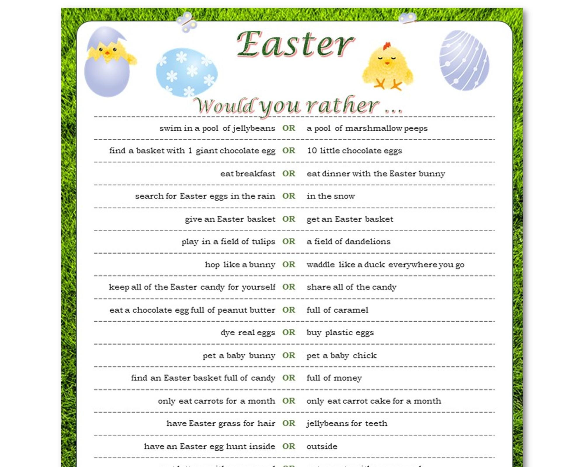 Easter Would You Rather Game for Kids Printable • Fun Classroom ...