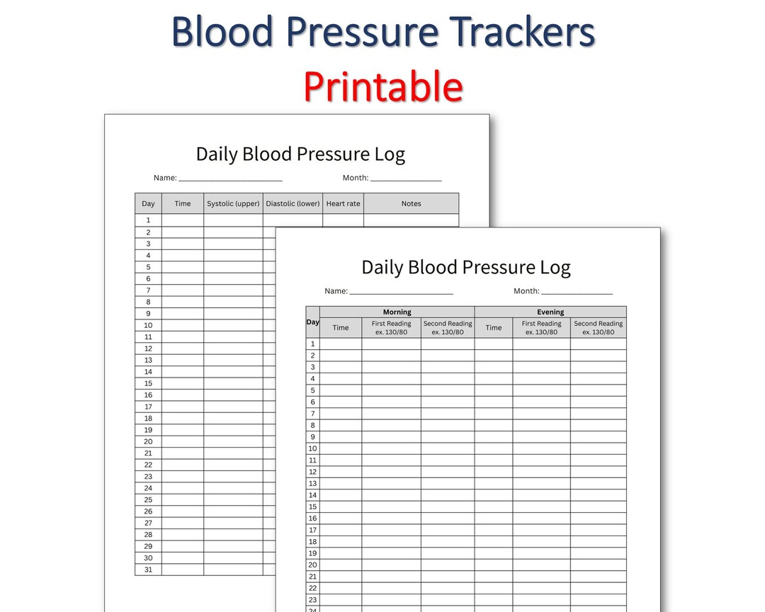 Blood Pressure Tracker Minimalist, Printable PDF, Blood Pressure ...