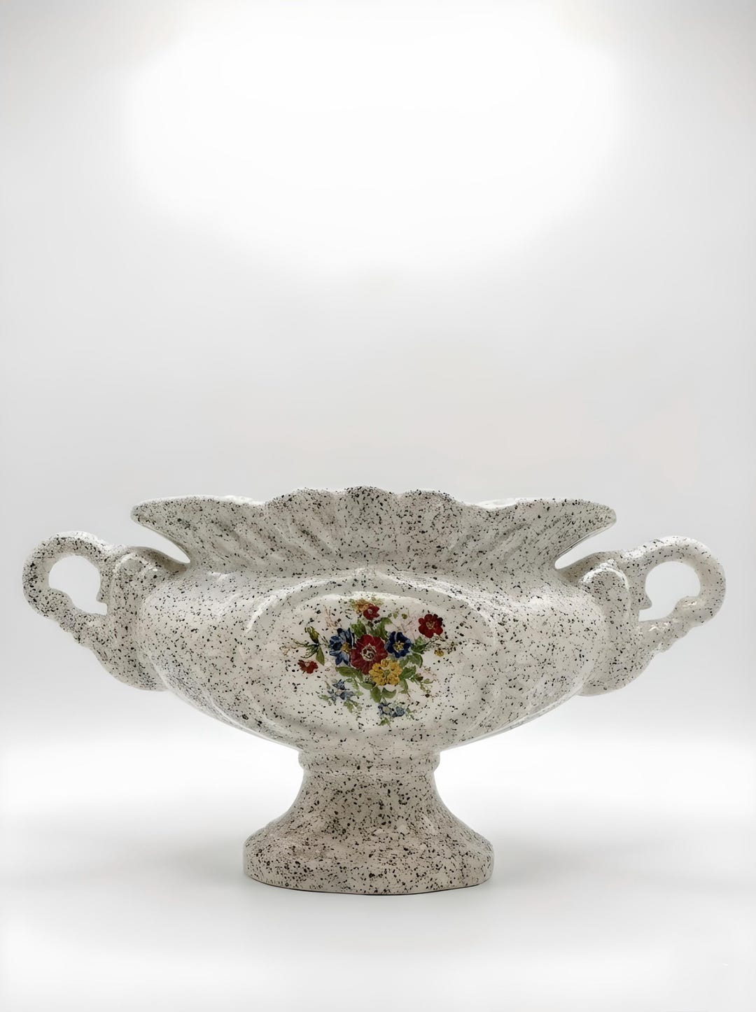 Vintage Italian Splatterware Vase | White Speckled Ceramic Urn With ...