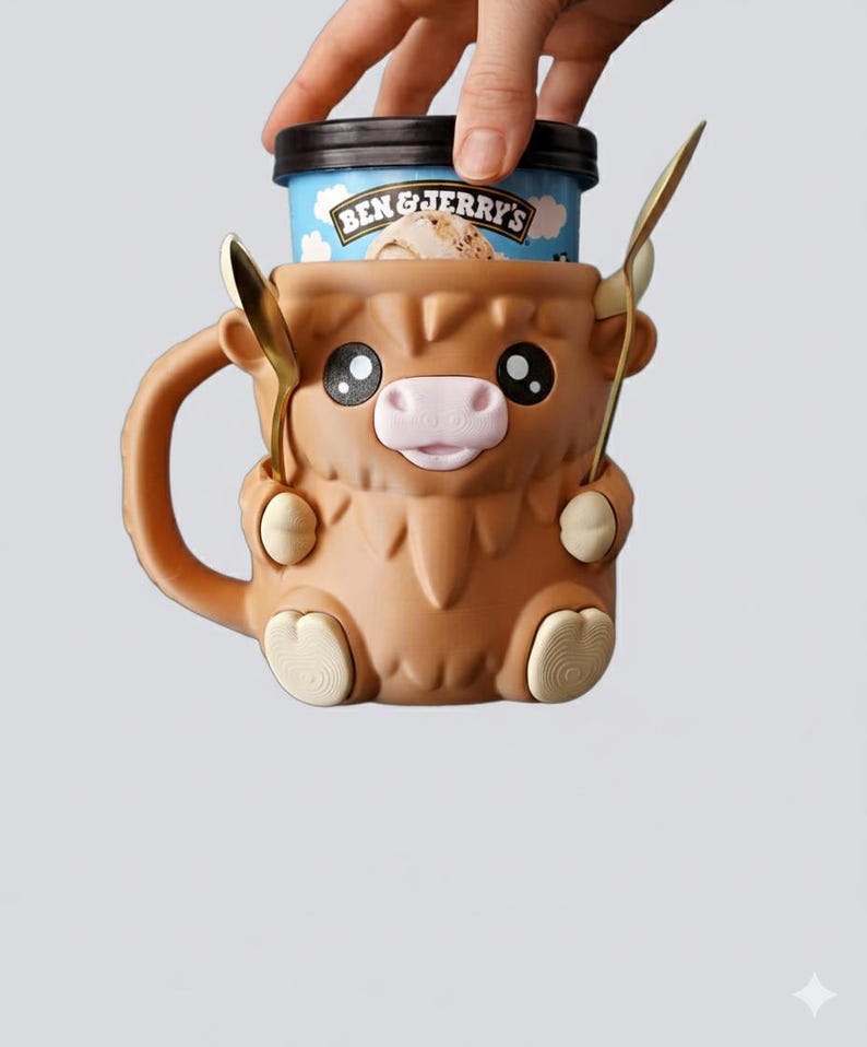 Highland Cow Ice Cream Holder - Funny Gift for Cow Lovers - Insulated ...