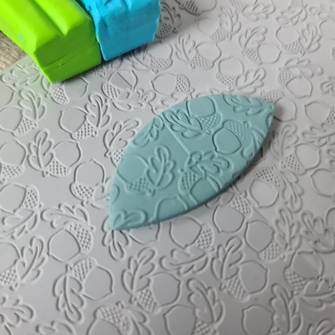 Acorns and Oak 2 Large - Rubber Texture Mat for Metal Clay and Polymer ...
