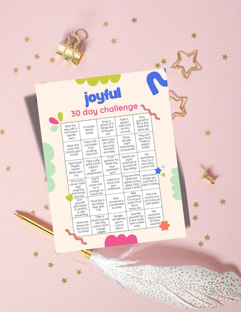 30-day Joy Challenge PDF | Printable Self-care Challenge | Wellness ...