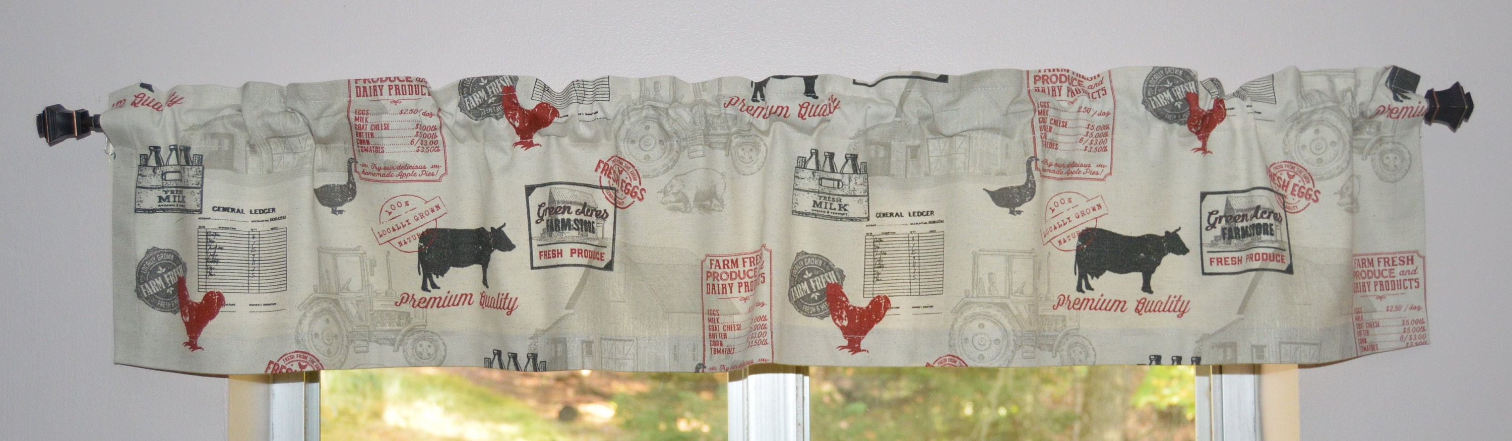 Farmhouse Country Valance . Mini Kitchen Valance . Farm . Cows | Etsy