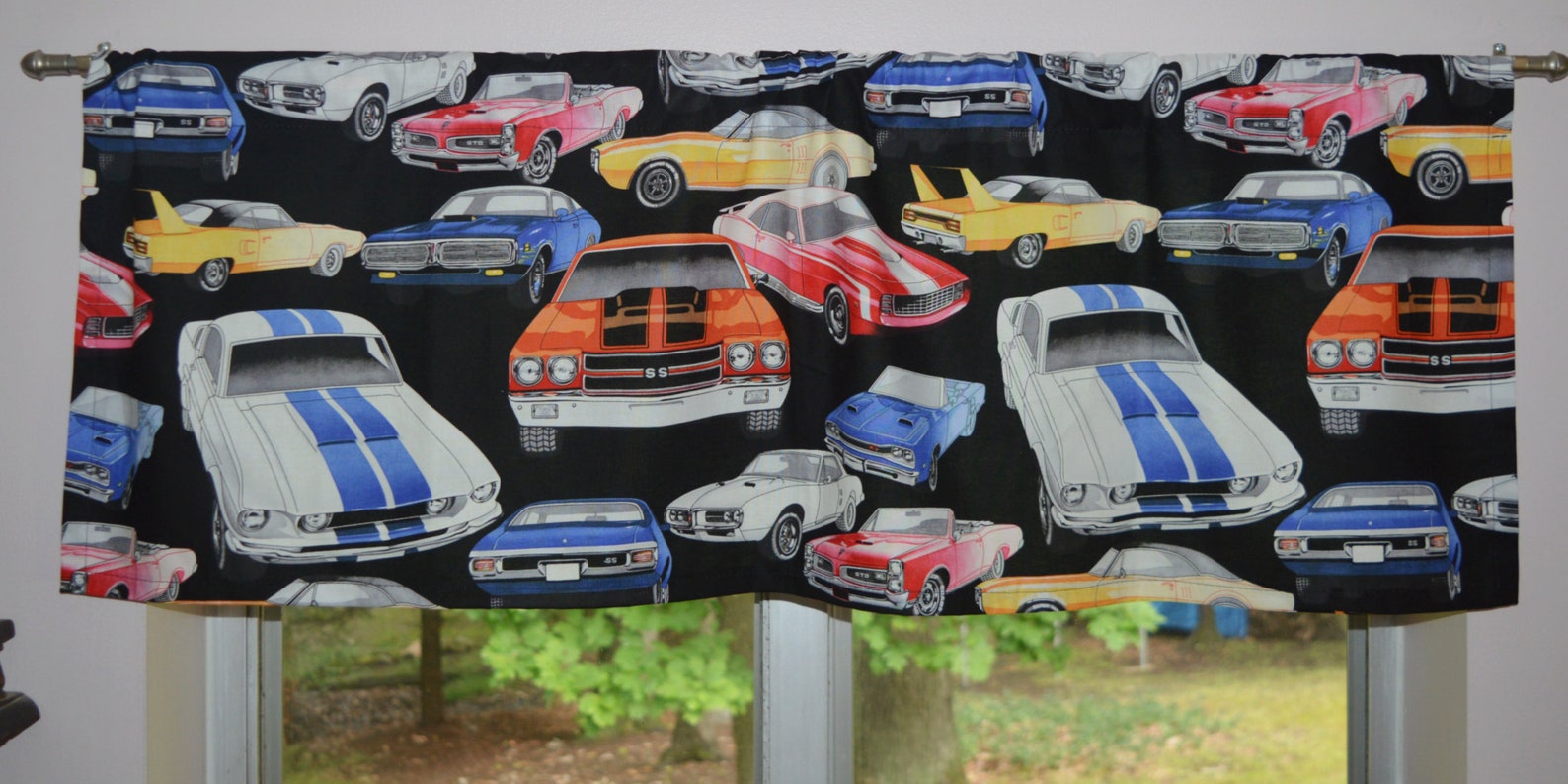 Retro Muscle Car Valances . Vintage Car Garage . Man Cave . - Etsy