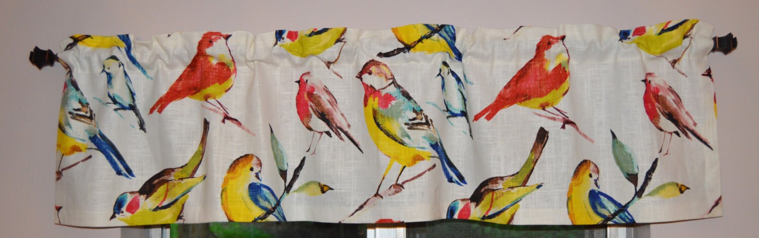 Kitchen Valance . Bird Valance . Richloom Birdwatcher Summer . - Etsy