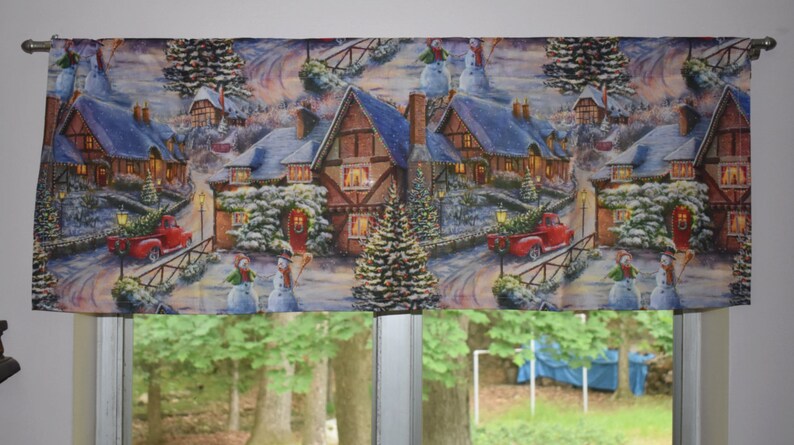 Winter Village Valance . LIGHTWEIGHT . Lined or Unlined - Etsy
