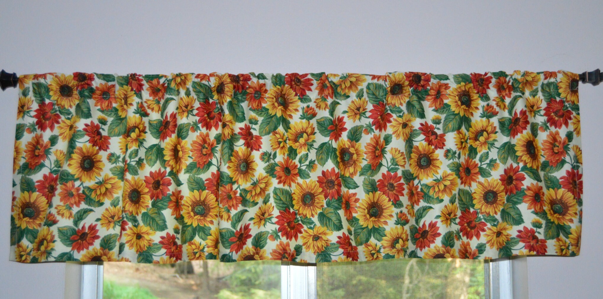 Sunflower Valance . Floral Kitchen Valance . Summer Curtains . | Etsy
