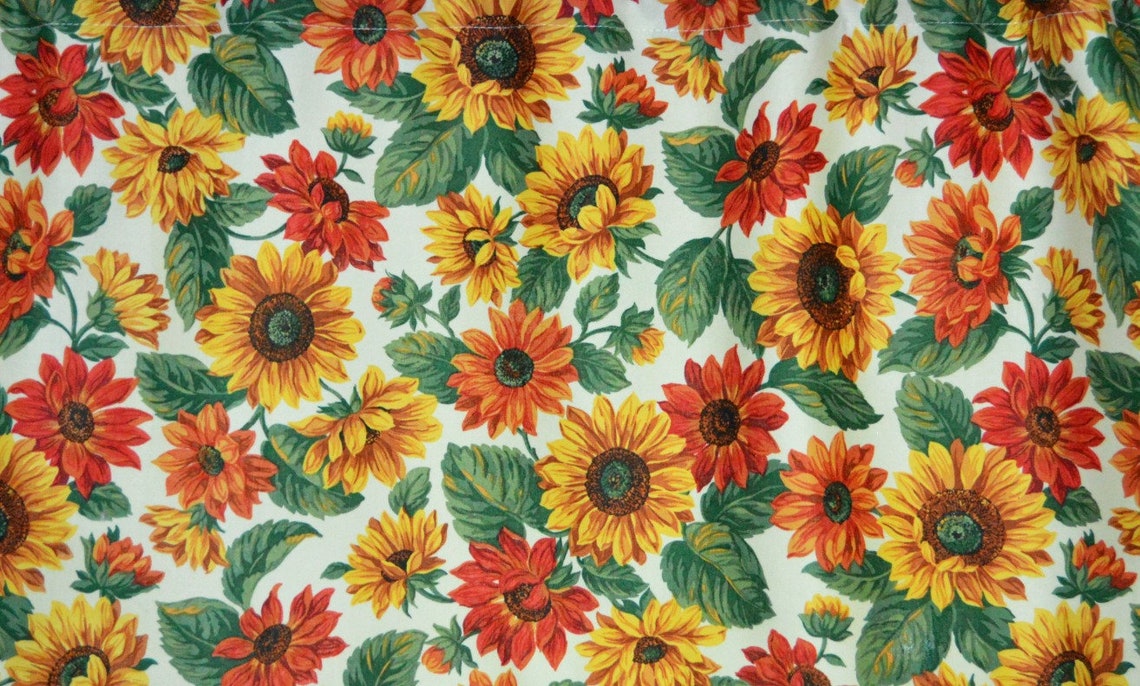 Sunflower Valance . Floral Kitchen Valance . Summer Curtains . - Etsy