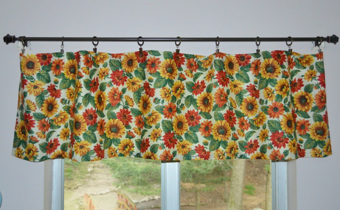 Sunflower Valance . Floral Kitchen Valance . Summer Curtains . - Etsy