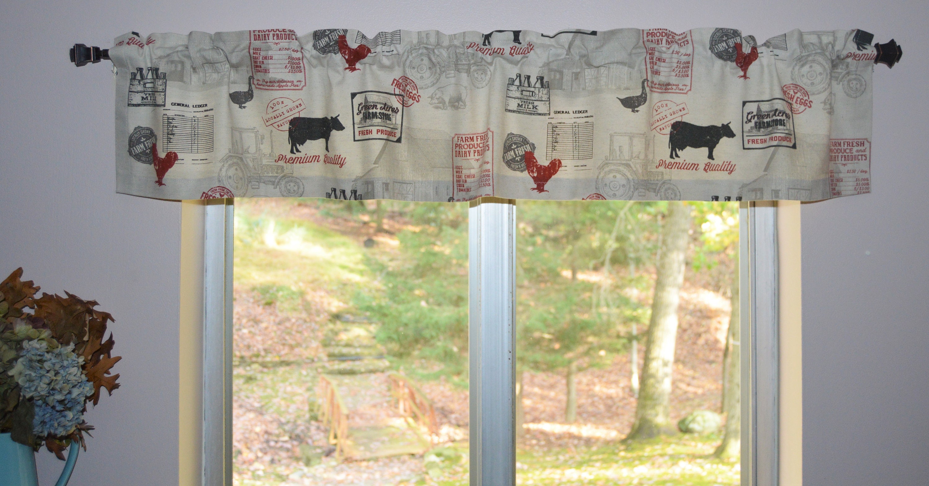 Farmhouse Country Valance . Mini Kitchen Valance . Farm . Cows | Etsy