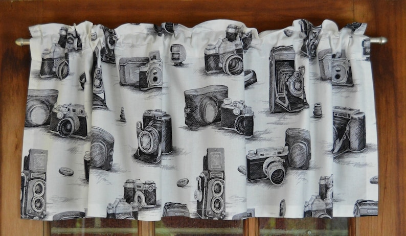 Vintage Camera Valance . Photography Print Curtains . Black - Etsy