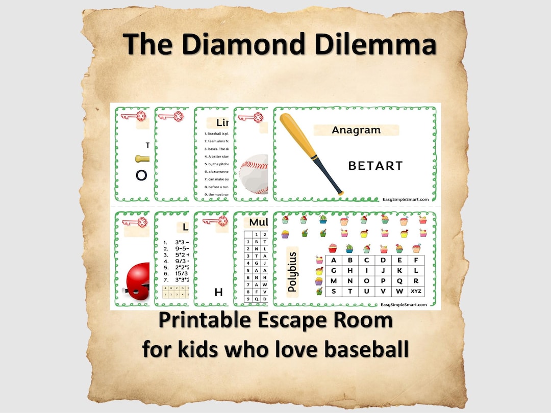 Baseball Escape Room for Kids, Printable Sports Scavenger Hunt Game ...