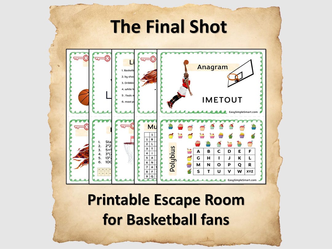 Basketball Escape Room for Kids, Printable Sports Scavenger Hunt Game ...