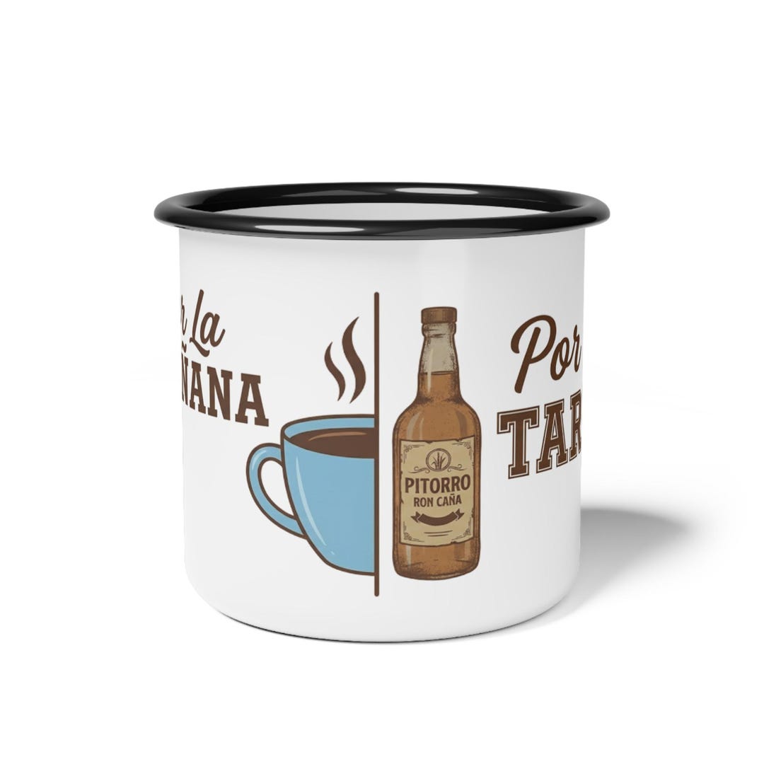 Cafe Con Ron Enamel Camp Cup, Puerto Rican Bodega Design - Etsy
