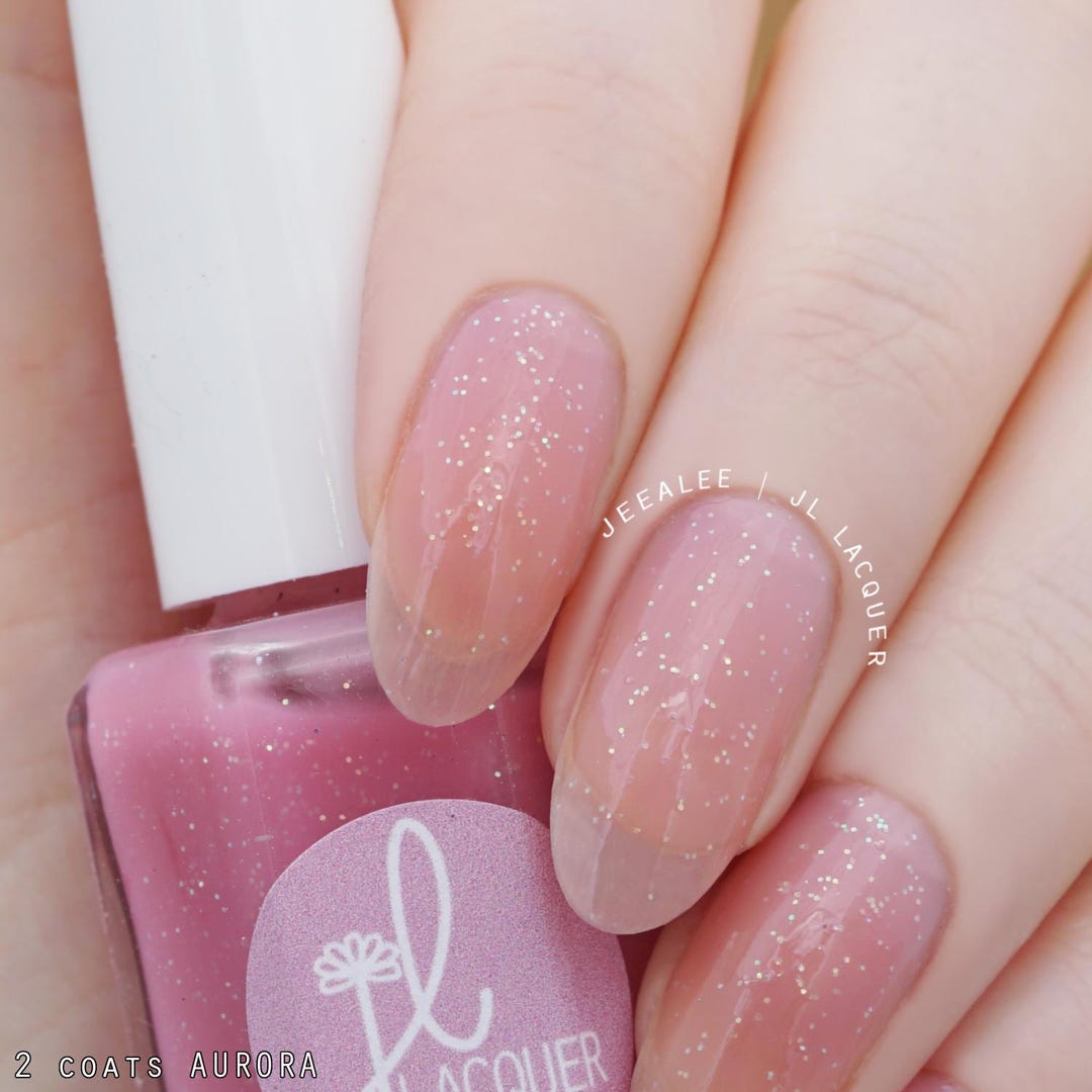 Aurora - Very Sheer Pink Jelly Nail Polish With Iridescent Glitter ...