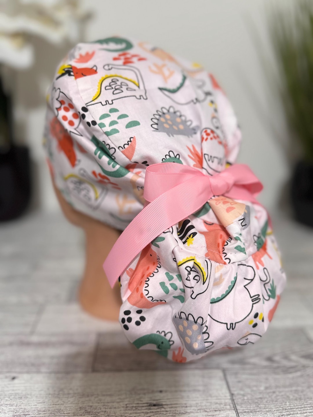 Satin Lined Ponytail Scrub Cap for Women Surgical Nurse Uniform Hat ...