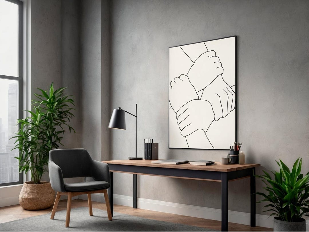 Minimalist Unity Hands Wall Art Printable | Togetherness Line Art ...
