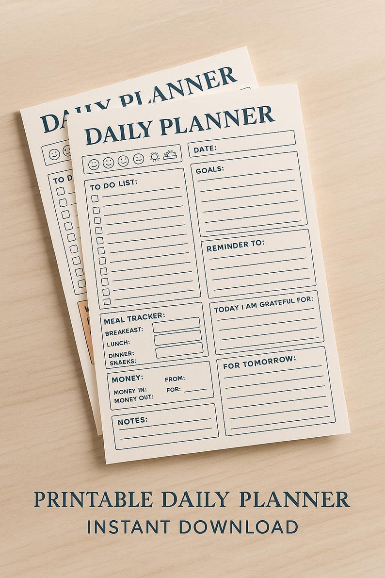 Minimalist Daily Planner Printable | A4 Letter PDF | To-do List | Daily ...