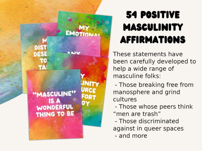 Masculinity Positivity Affirmation Cards, Self-esteem Affirmation Deck ...