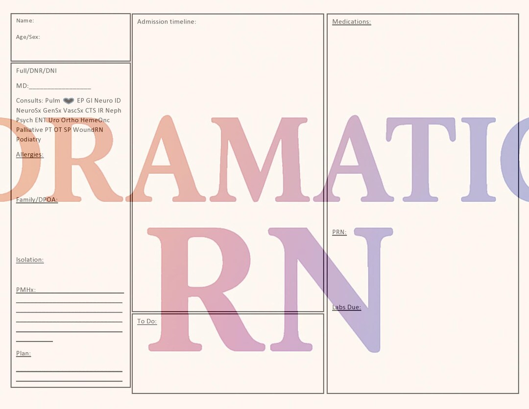 Printable ICU Report Sheet - Etsy