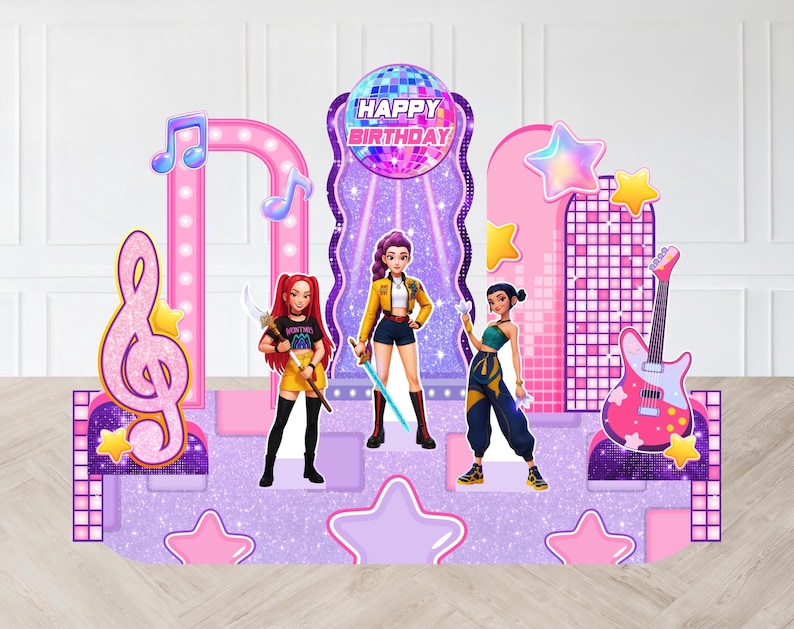 K-pop Pop Star Birthday Backdrop Set | Music Idol Party Decor | Disco ...
