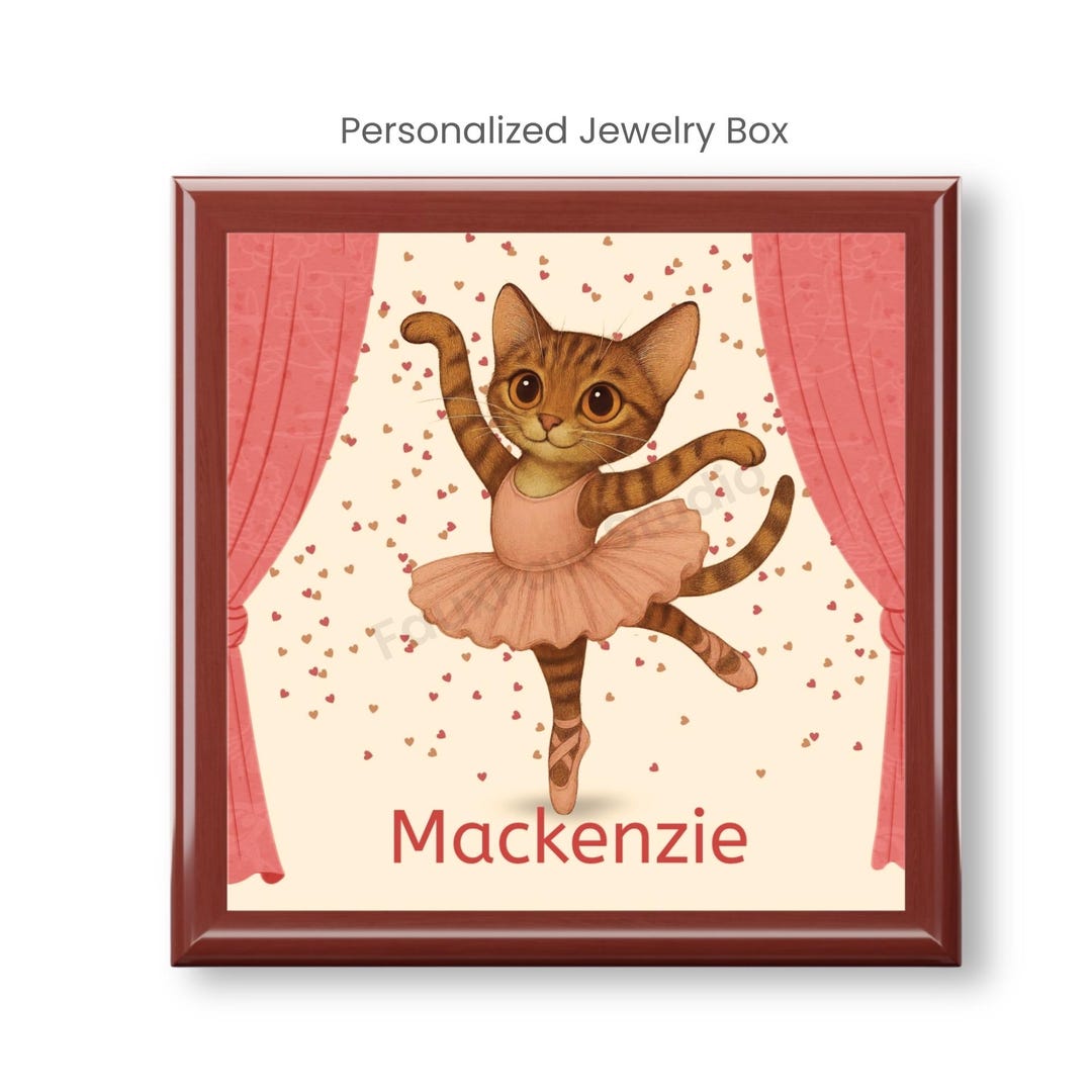 Tabby Cat Ballerina Jewelry Box for Girls | Personalized Cat Ballet ...