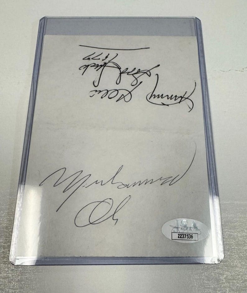Muhammad Ali & Jimmy Ellis 1977 AUTOGRAPHS Cut Signatures JSA/COA W ...