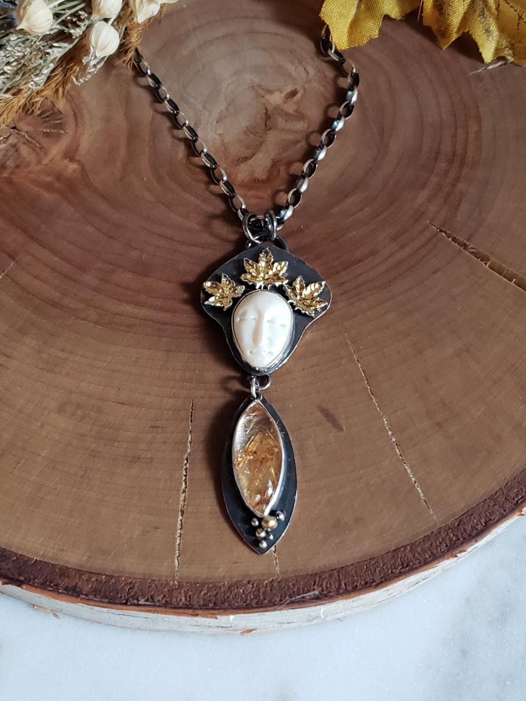 Demeter Goddess of the Harvest Pendant Necklace Falling Leaves ...