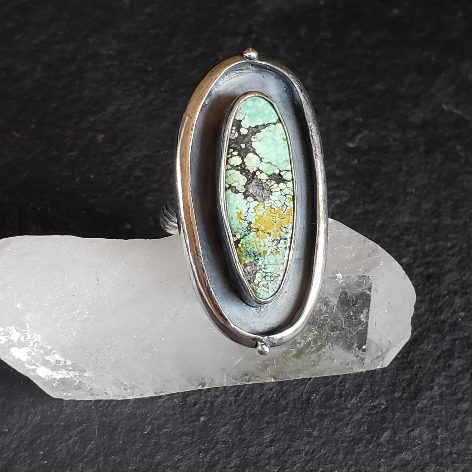 Turquoise Shadow Box Ring in Silver. Handmade Art Jewelry - Etsy
