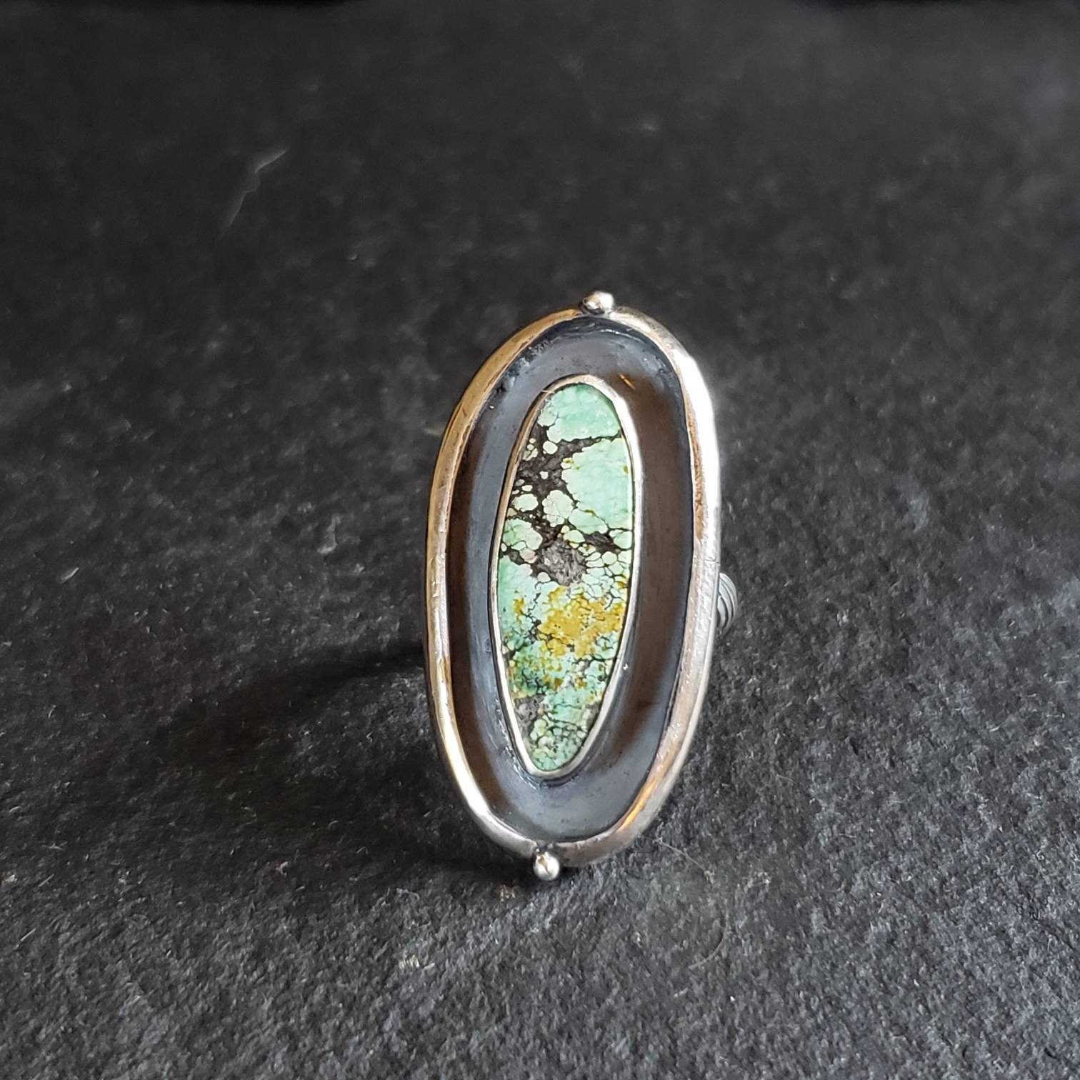 Turquoise Shadow Box Ring in Silver. Handmade Art Jewelry - Etsy