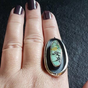 Turquoise Shadow Box Ring in Silver. Handmade Art Jewelry Collector's ...