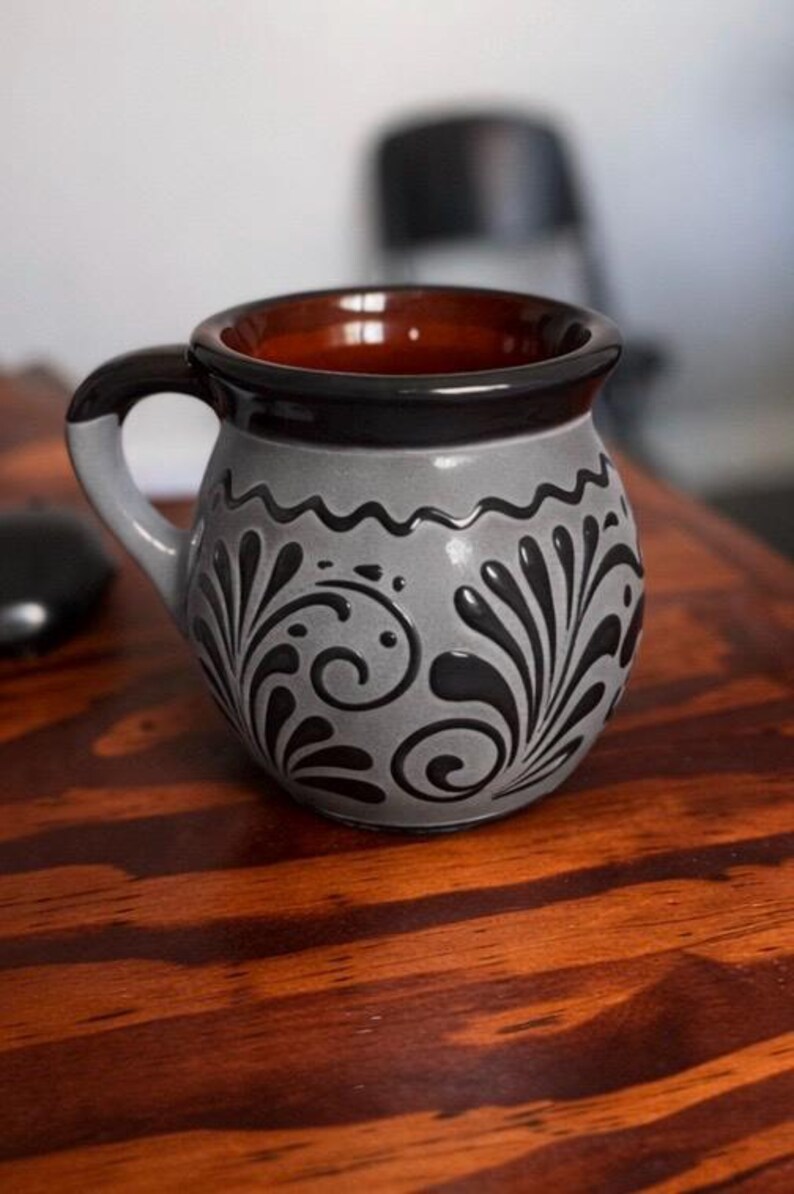Handmade Mexican Ceramic Coffee Mug | Floral Barro Clay Cup | Rustic ...