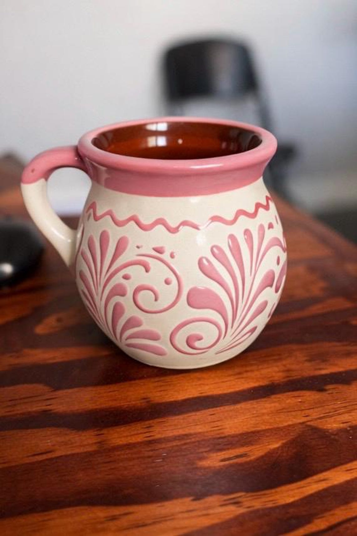 Handmade Mexican Ceramic Coffee Mug | Floral Barro Clay Cup | Rustic ...