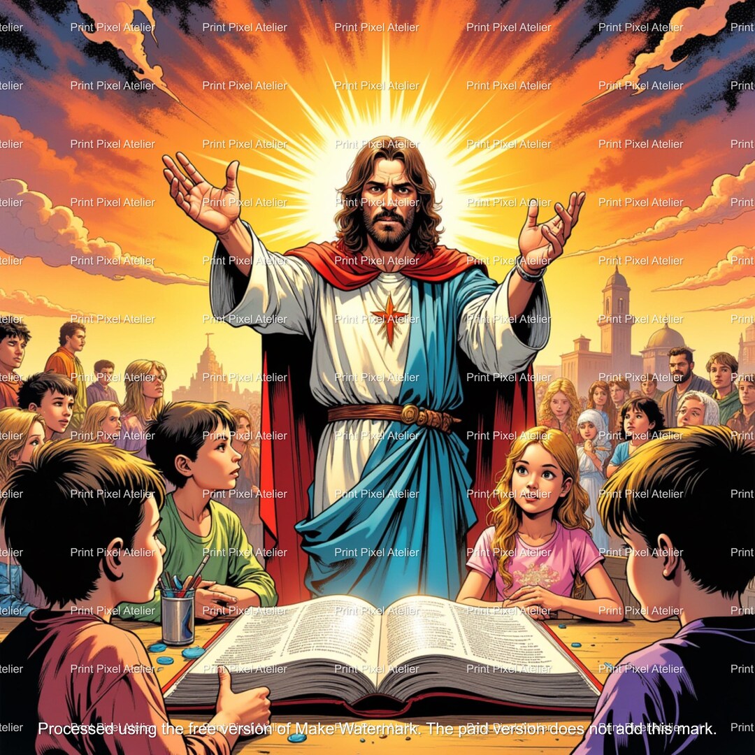 Holy Teacher With Children PNG – 5000x5000 Religious Sublimation Art ...