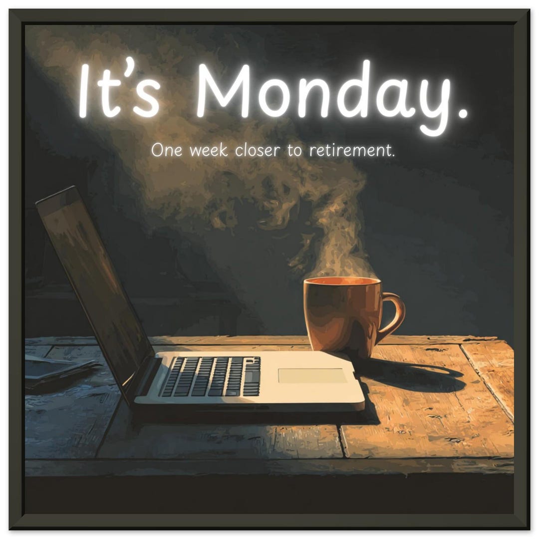 Retirement Countdown Poster – Monday Motivation, Black Framed Art ...