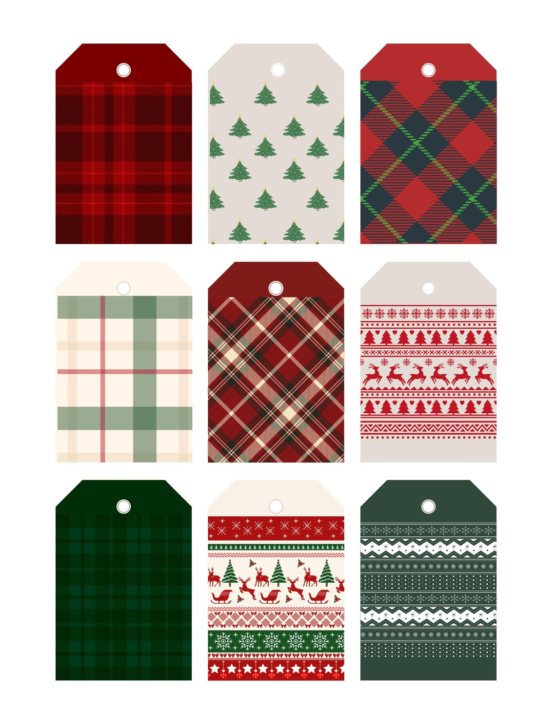 Printable Christmas Gift Tag Bundle, Holiday Plaid, Canva Template (PDF ...