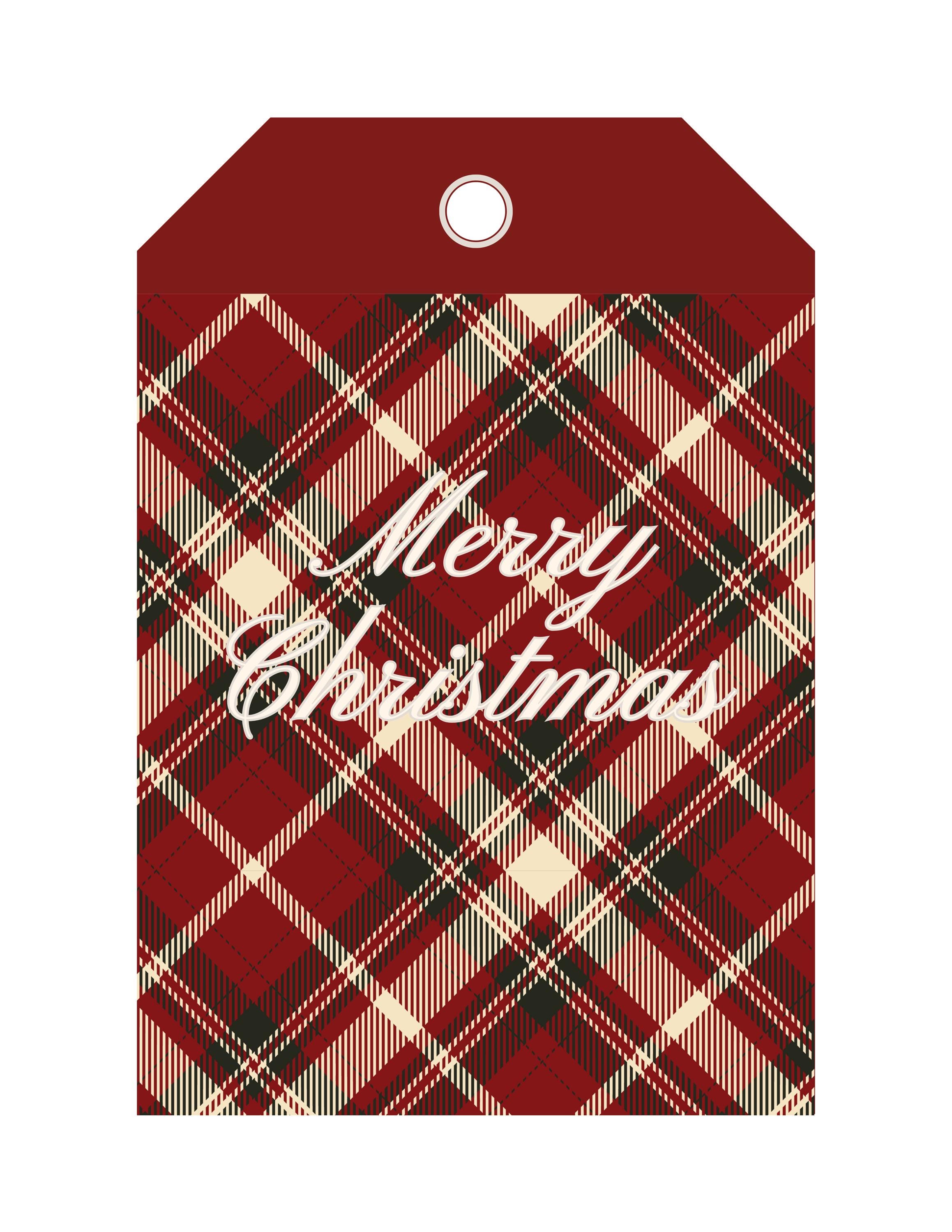 Printable Christmas Gift Tag Bundle, Holiday Plaid, Canva Template (PDF ...