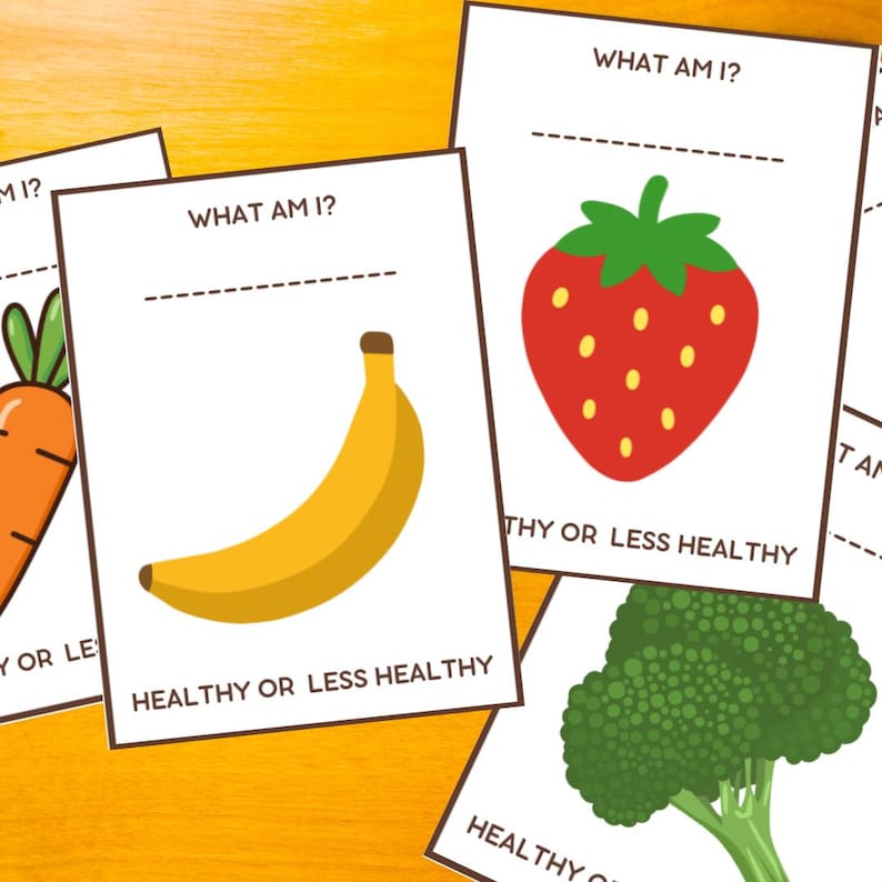 Food Flashcards for Kids | Healthy Eating, Fruits & Veggies (printable ...