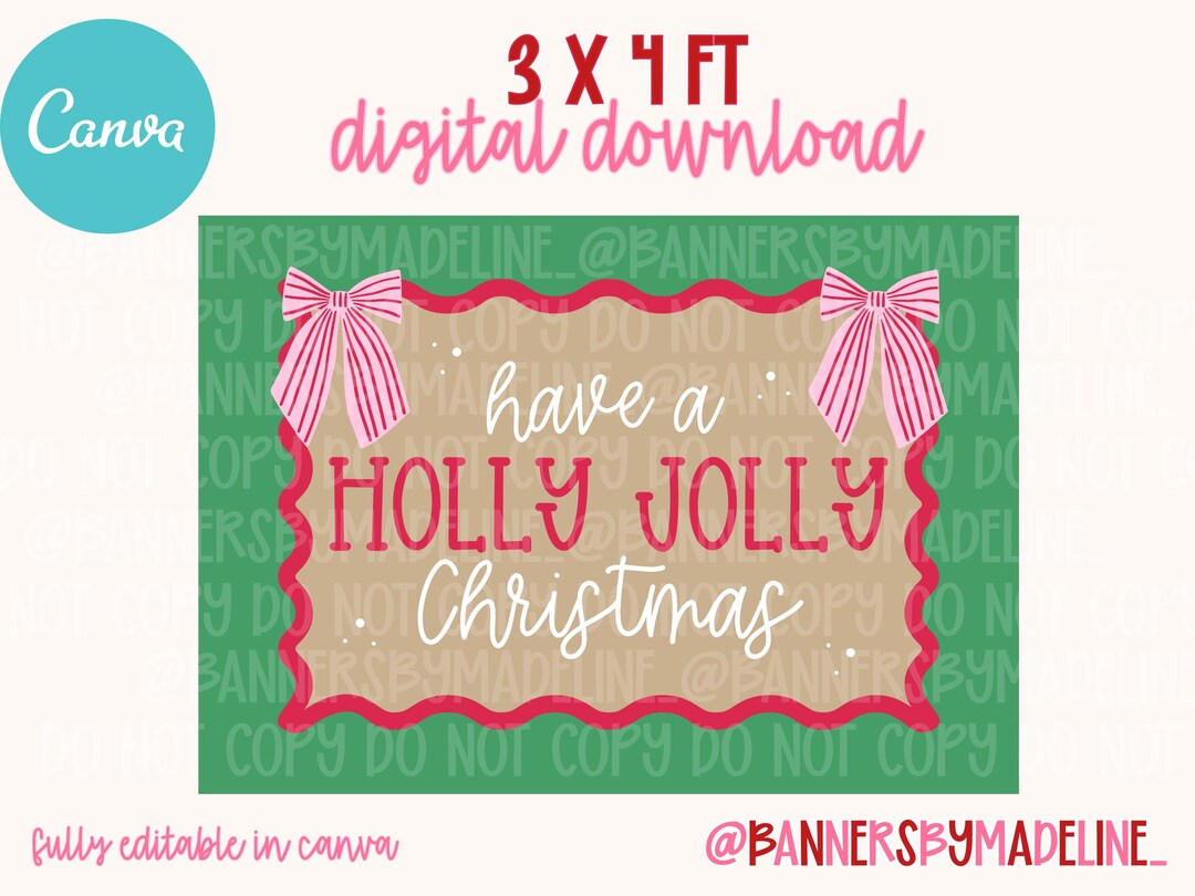 Editable Banner Template for Canva: Holly Jolly Christmas - Etsy