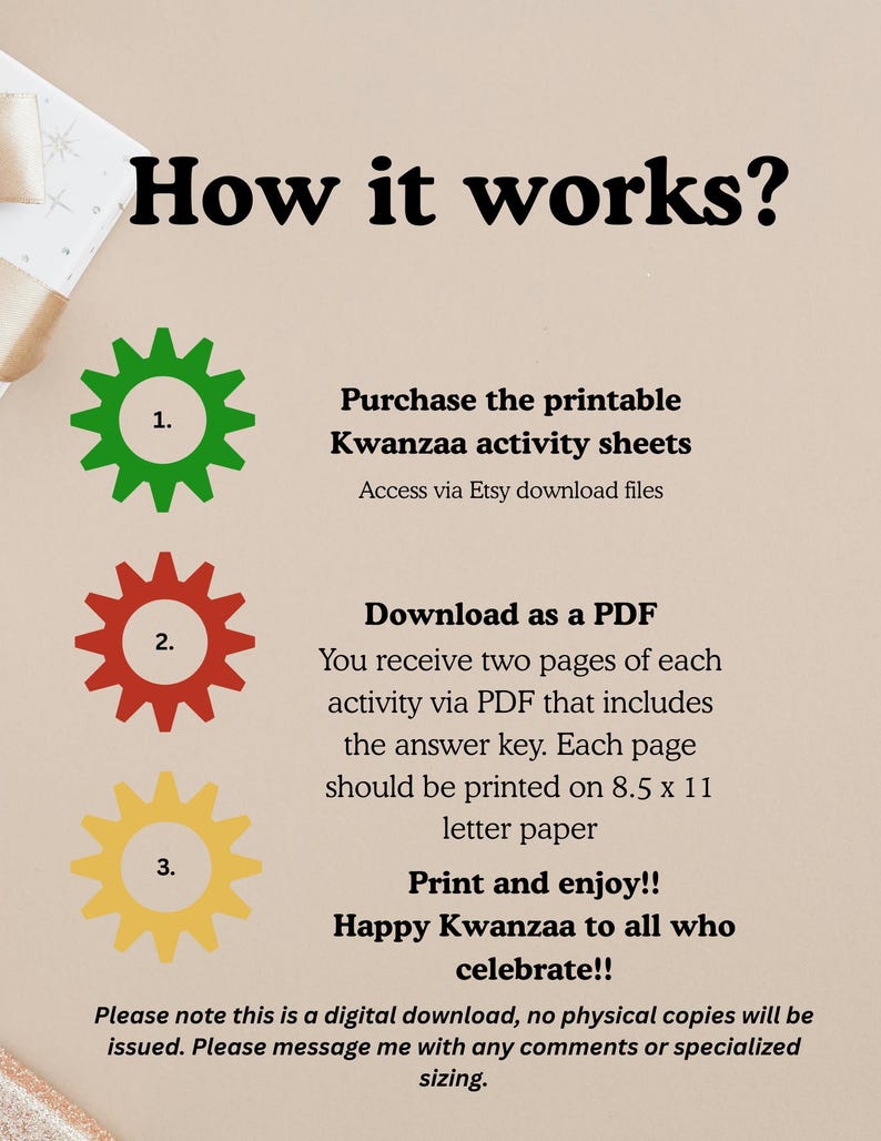 Celebrate Kwanzaa With Activity Sheets- Digital Download- Print Games ...