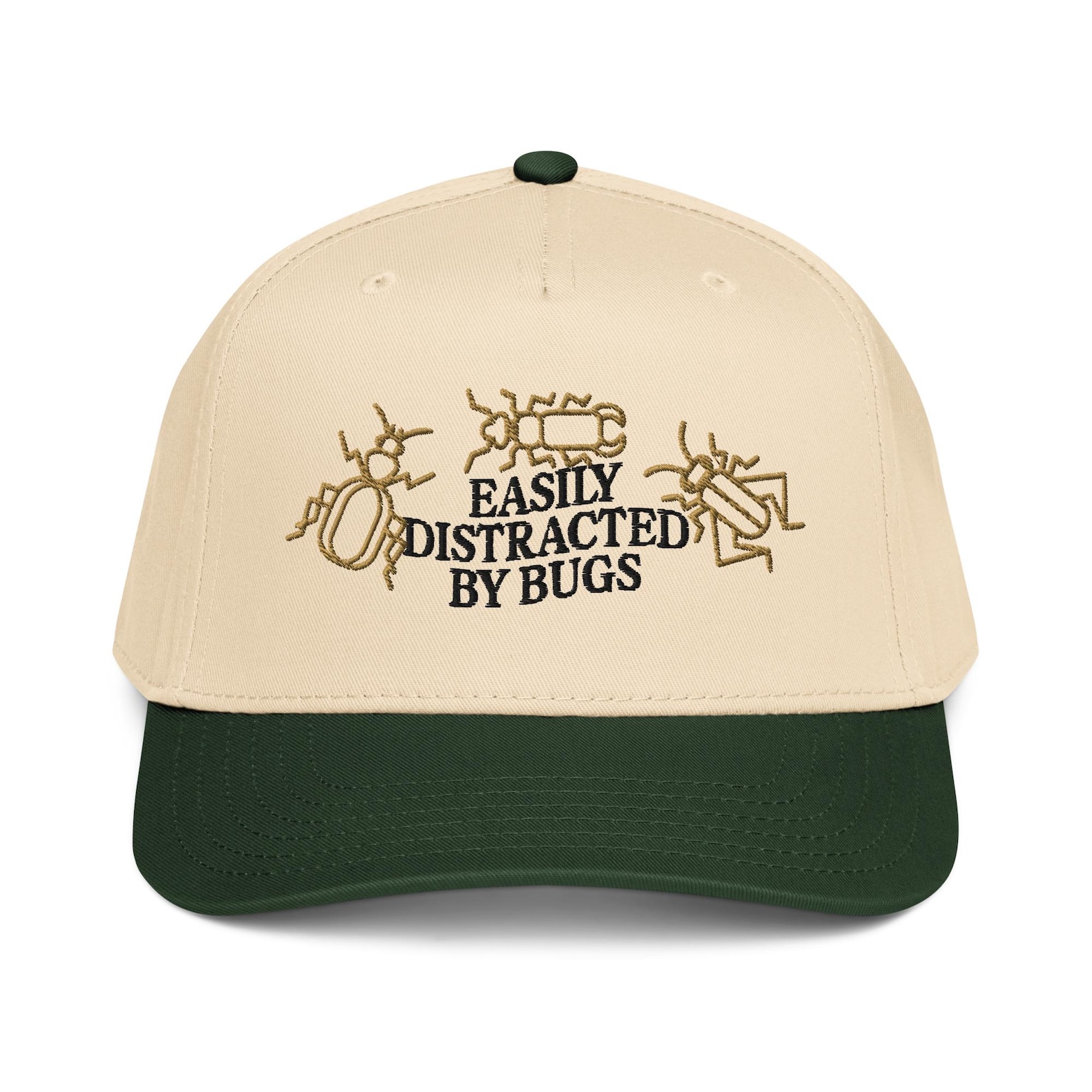 Easily Distracted by Bugs Embroidered 5 Panel Cap Retro Hat Bug Lover ...