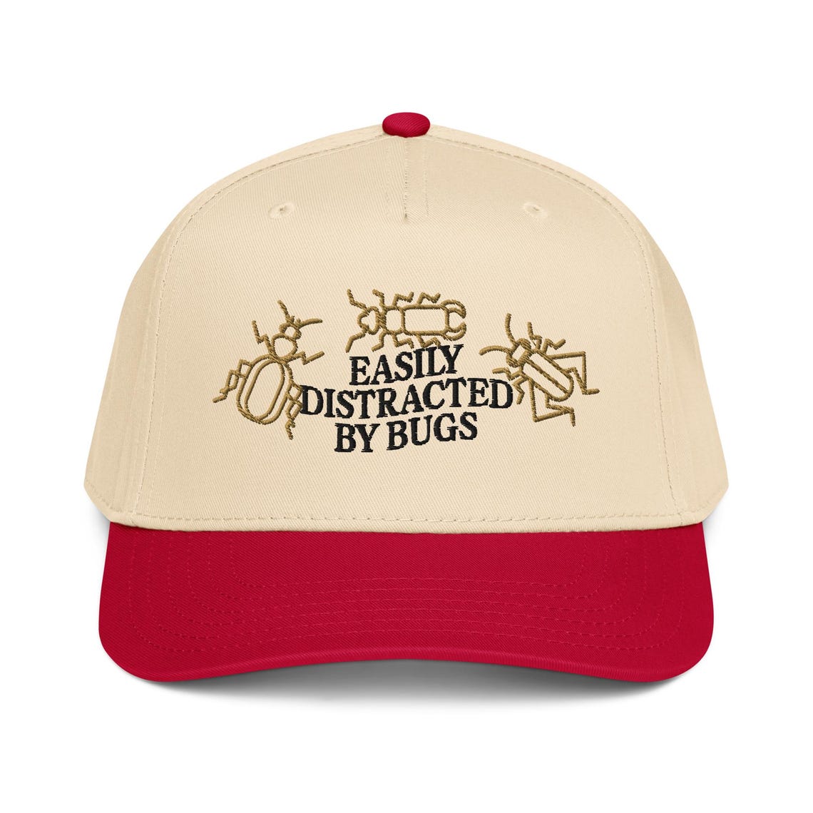 Easily Distracted by Bugs Embroidered 5 Panel Cap Retro Hat Bug Lover ...