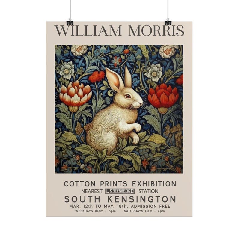 William Morris Rabbit Print | Arts & Crafts Exhibition Poster | Vintage ...