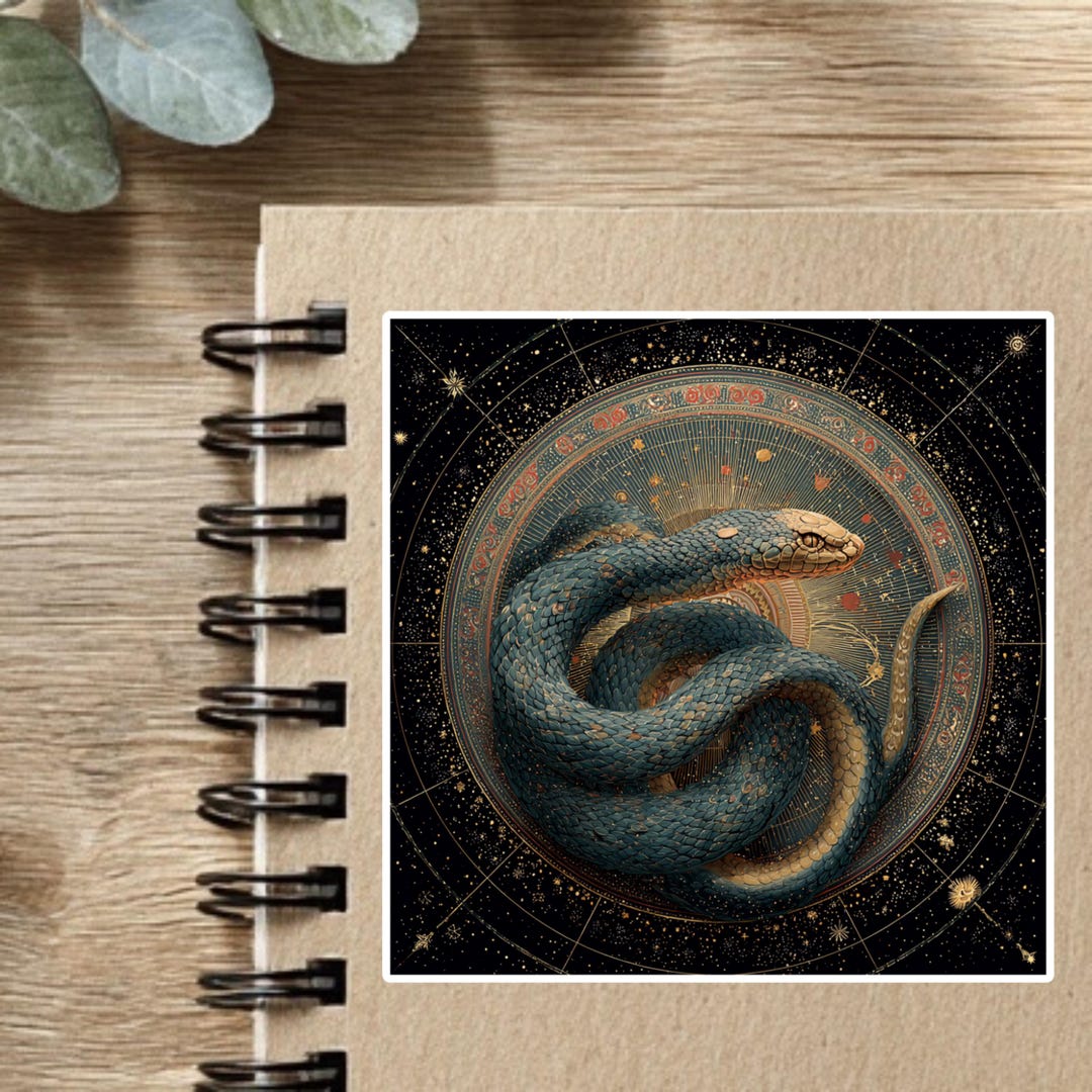 Celestial Serpent Sticker – Cosmic Ouroboros Snake • Alchemy Symbol ...