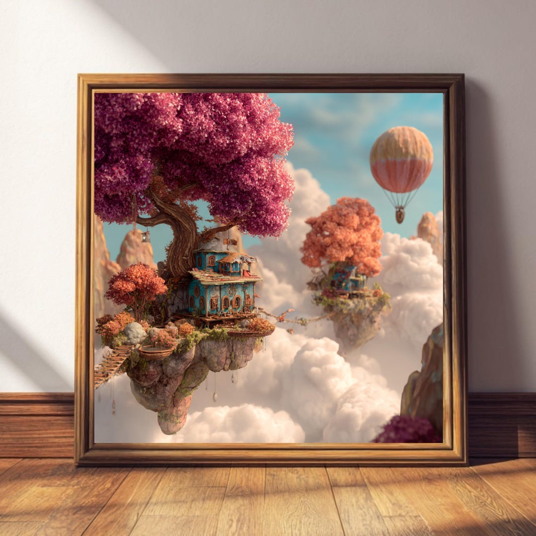 Floating Tree House Art Print – Dreamcore Cottagecore Decor - Etsy