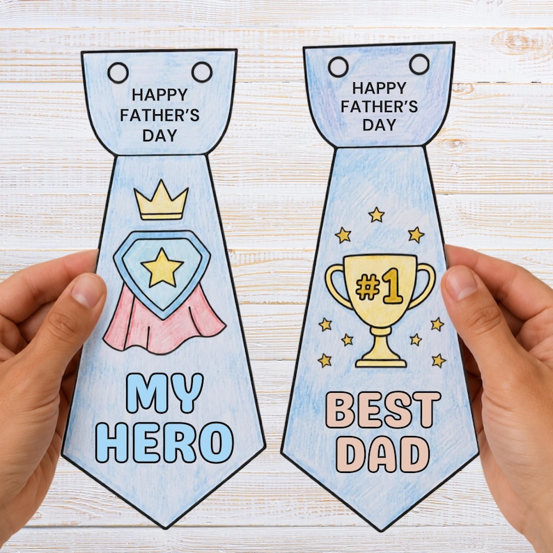 Father’s Day Tie Card Craft | Printable Coloring Gift for Dad | Toddler ...